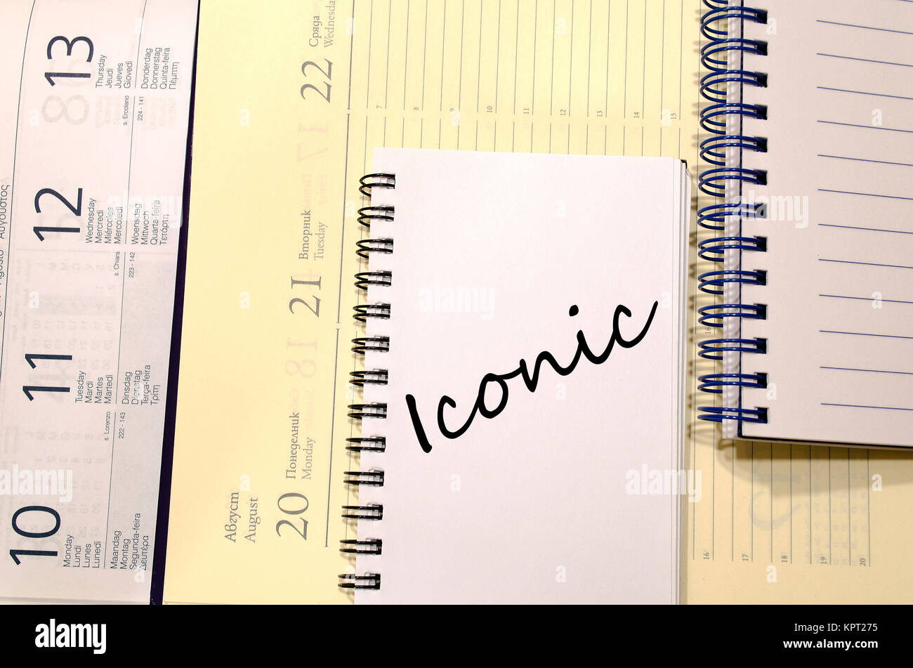 Iconic write on notebook Stock Photo - Alamy