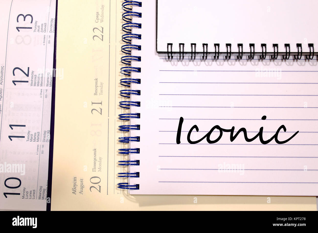 Iconic write on notebook Stock Photo - Alamy