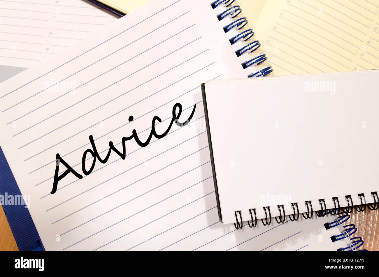 Advice write on notebook Stock Photo - Alamy