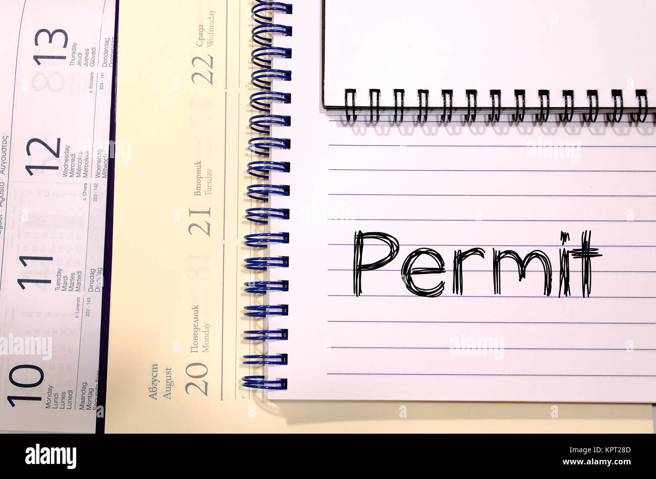 Permit write on notebook Stock Photo - Alamy