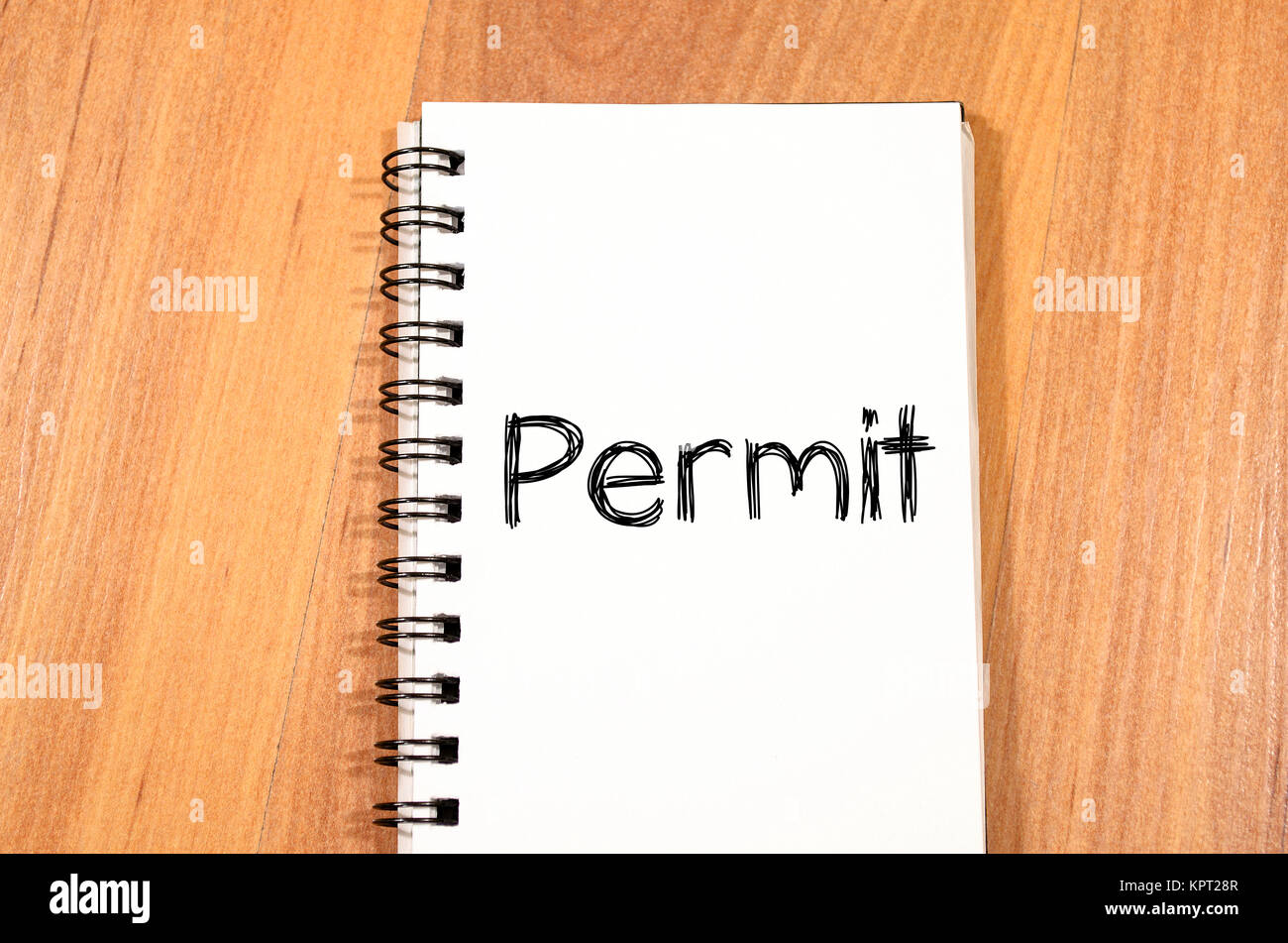 Permit write on notebook Stock Photo - Alamy