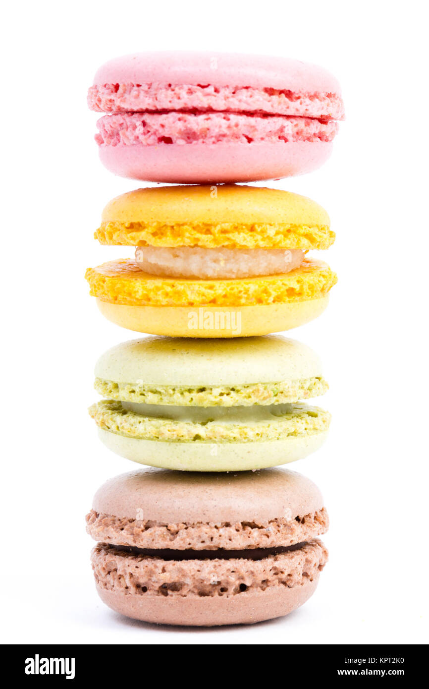 some sweet colorful biscuits against white background Stock Photo - Alamy