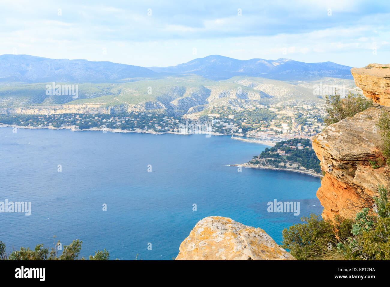 Cassis view from Cape Canaille top, France. Beautiful french landscape ...