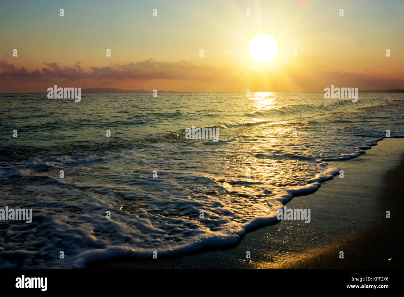Beautiful sunset over the sea , panoramic view Stock Photo - Alamy