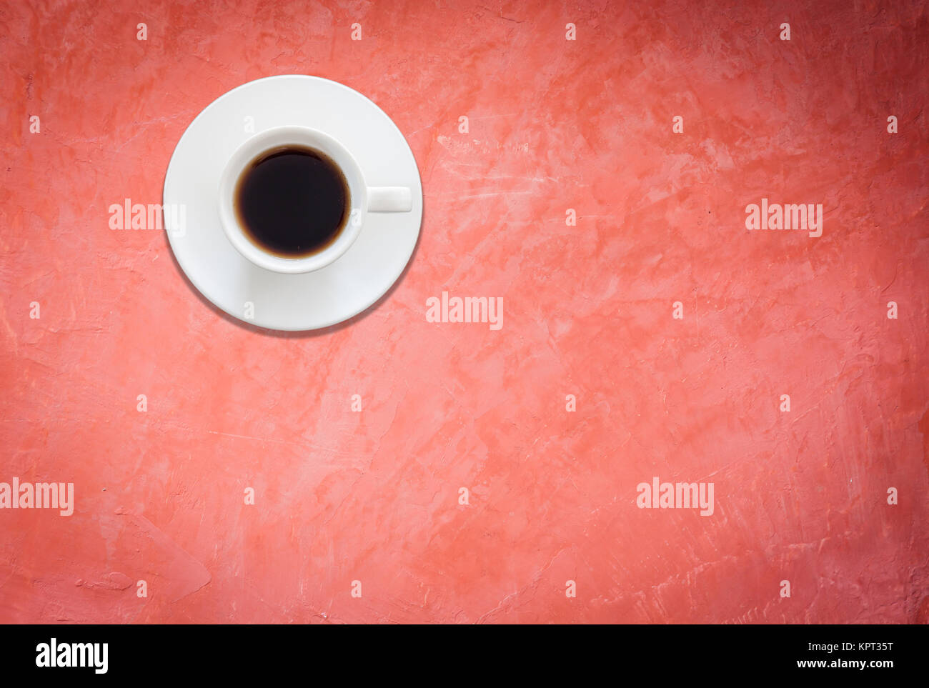 Top view of white coffee cup on red background, stock photo Stock Photo ...