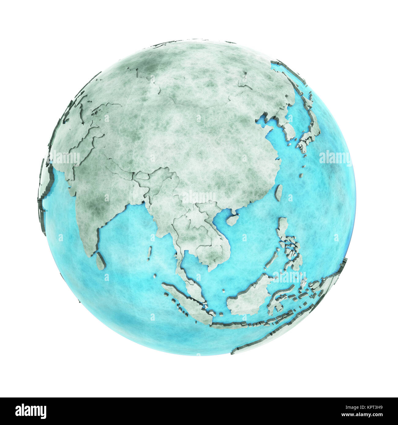 Southeast Asia on 3D model of planet Earth made of blue marble with ...