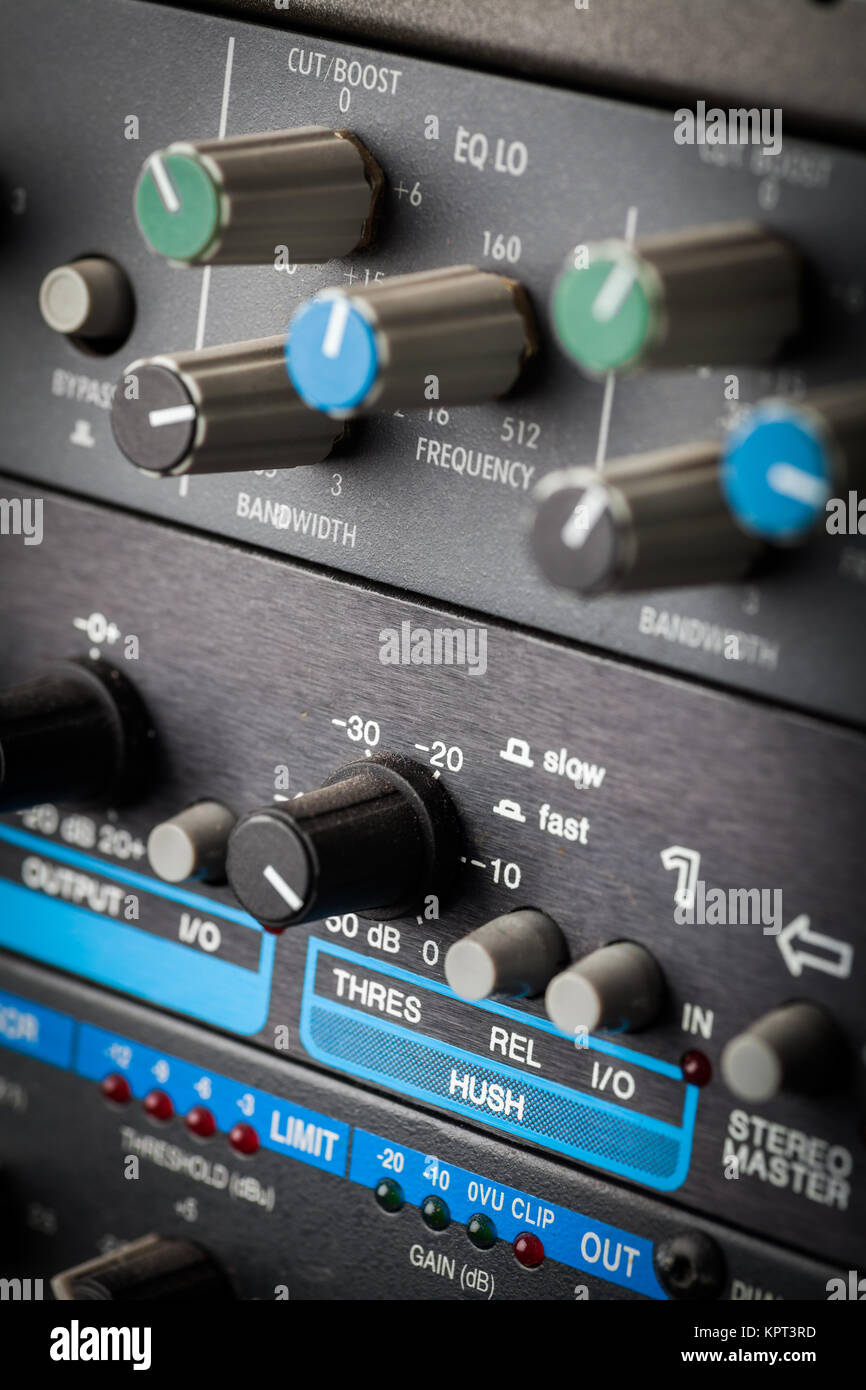 Color image of many buttons in a sound recording studio Stock Photo - Alamy