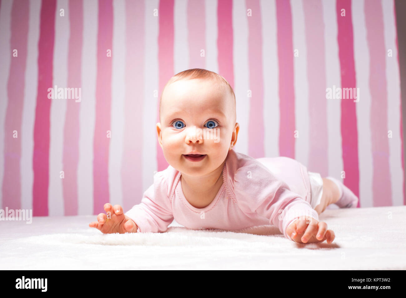 Young girl. Beautiful infant portrait on colorful background Stock ...