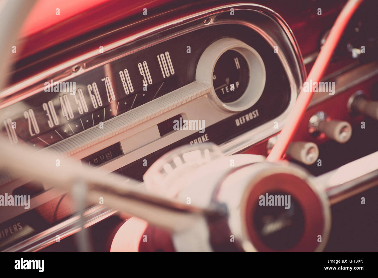 Color image of the dashboard of a retro car Stock Photo - Alamy