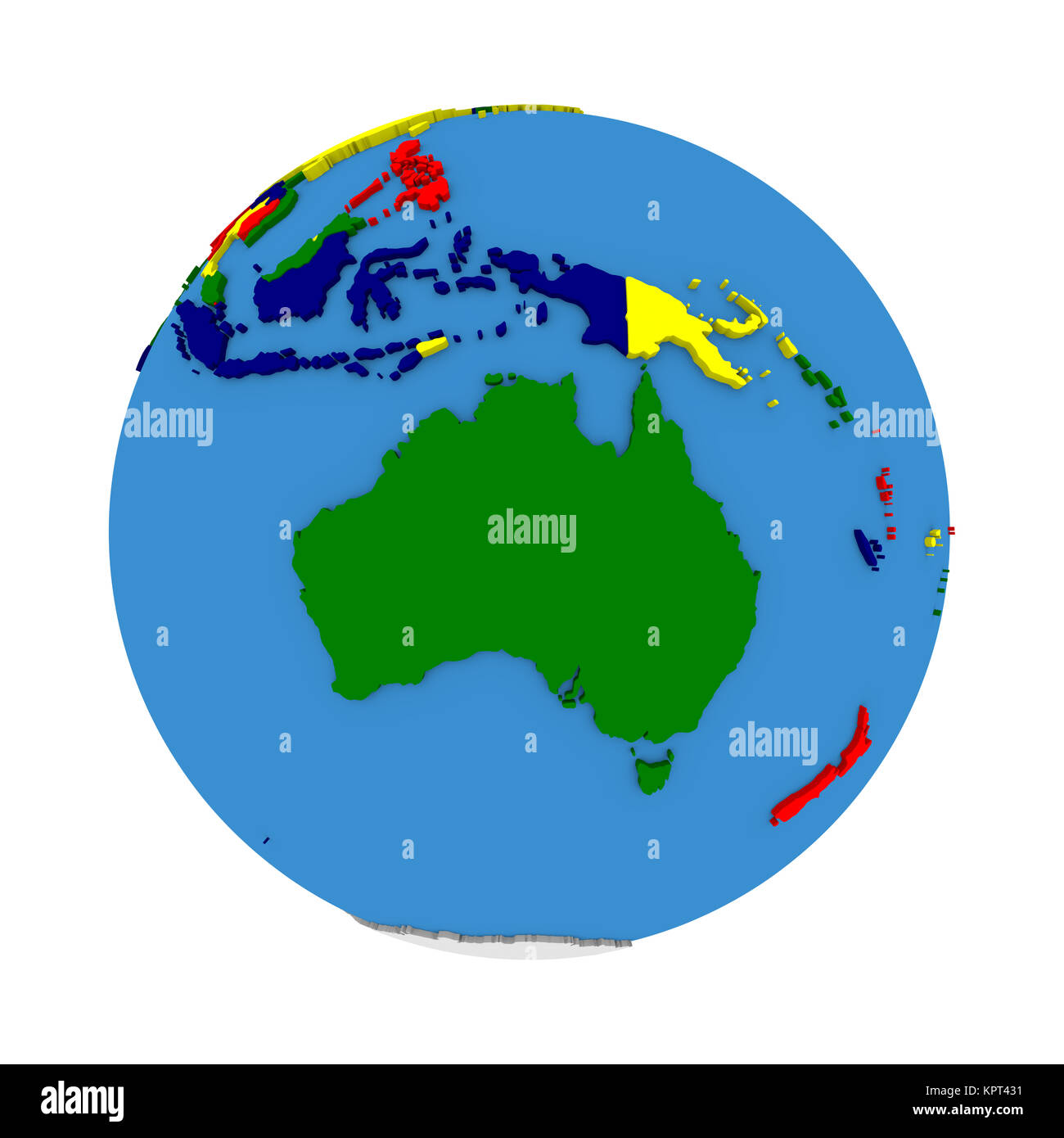 Australia on political 3D model of Earth with embossed continents and ...