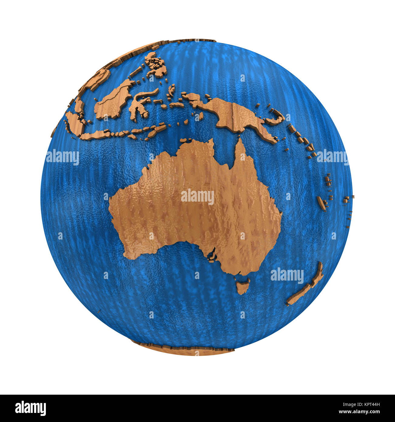 Australia on wooden model of planet Earth with embossed continents and ...