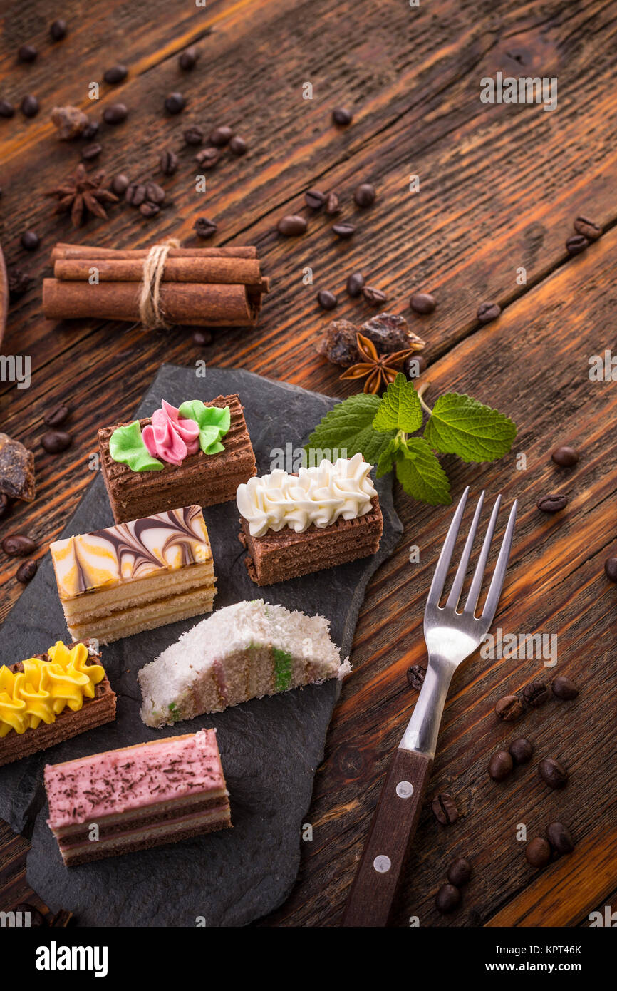 Decorative layered mini cakes for party time Stock Photo - Alamy
