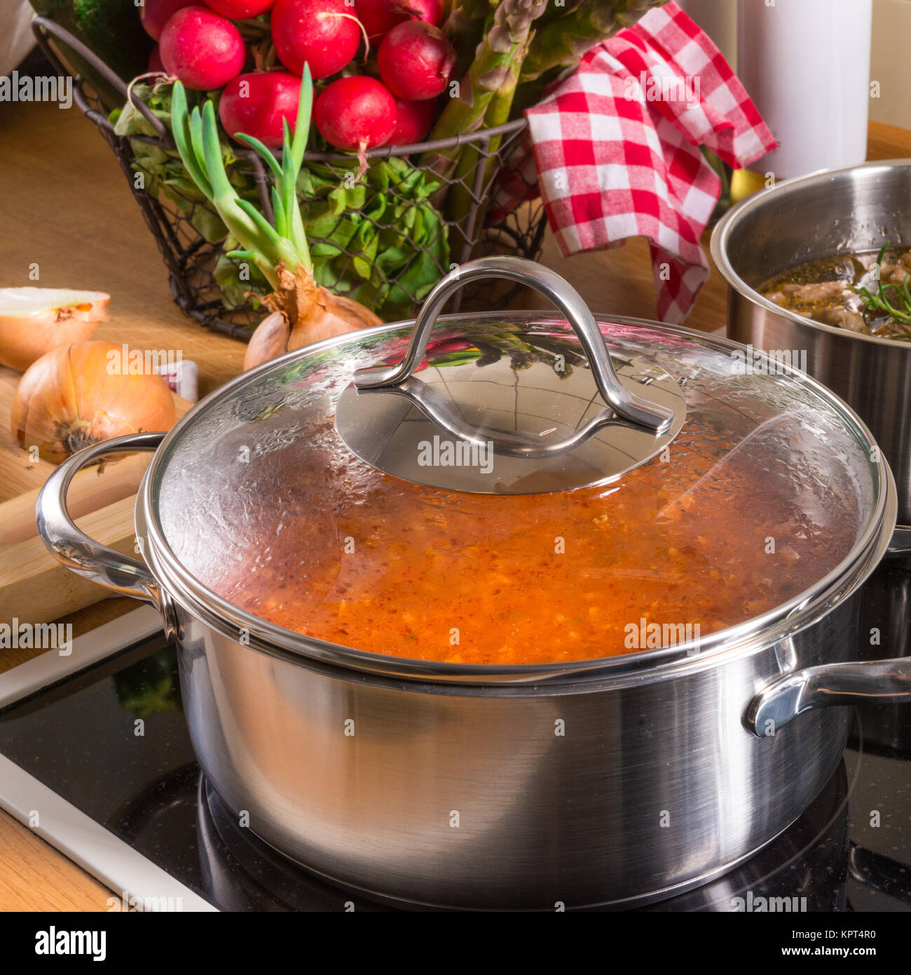 cooking pots on the stove Stock Photo - Alamy