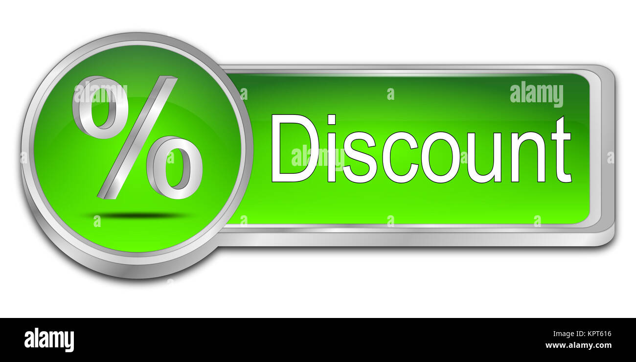 Discount button with percent symbol - 3D illustration Stock Photo - Alamy