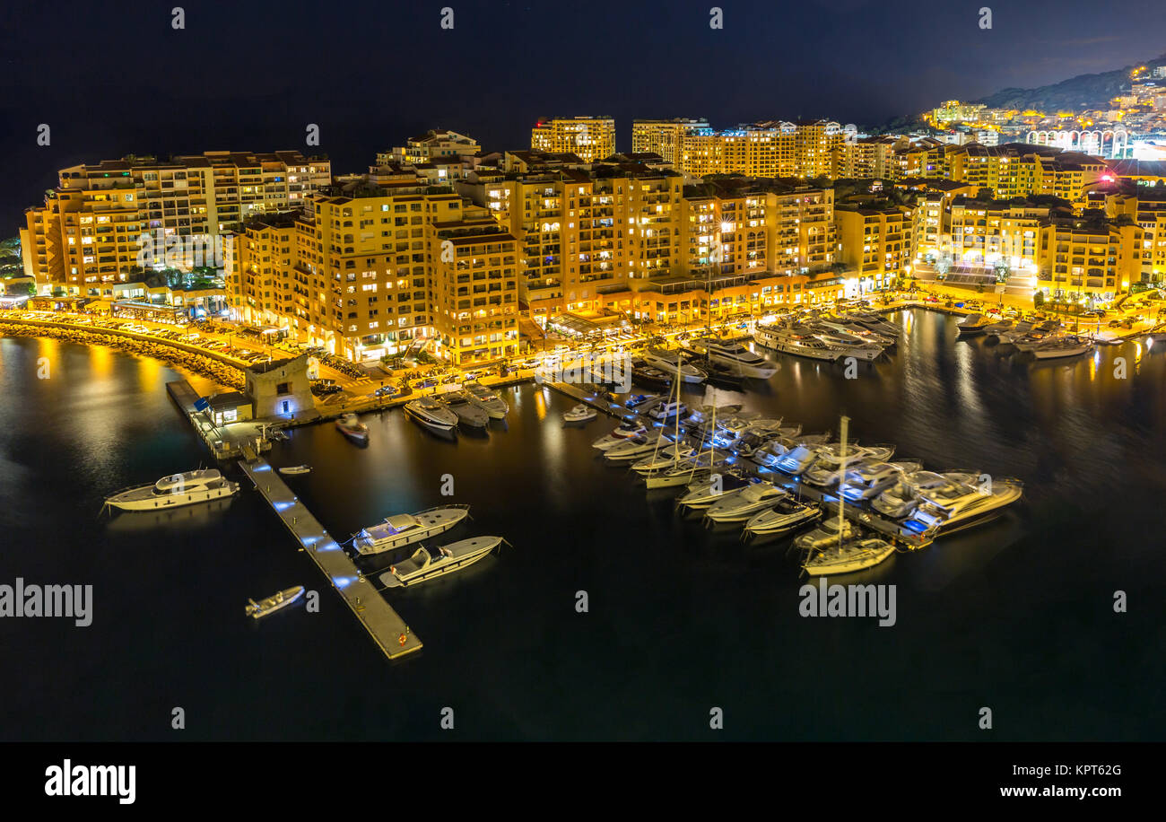 Fontvieille Monaco Harbor Monte carlo at night Stock Photo - Alamy