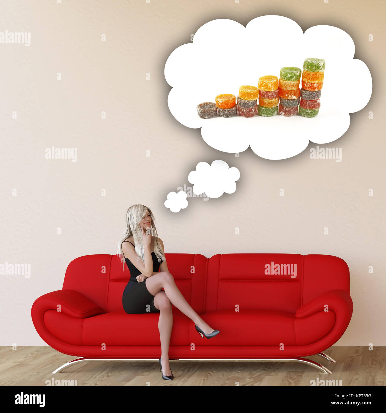 Woman Craving Candy and Thinking About Eating Food Stock Photo - Alamy