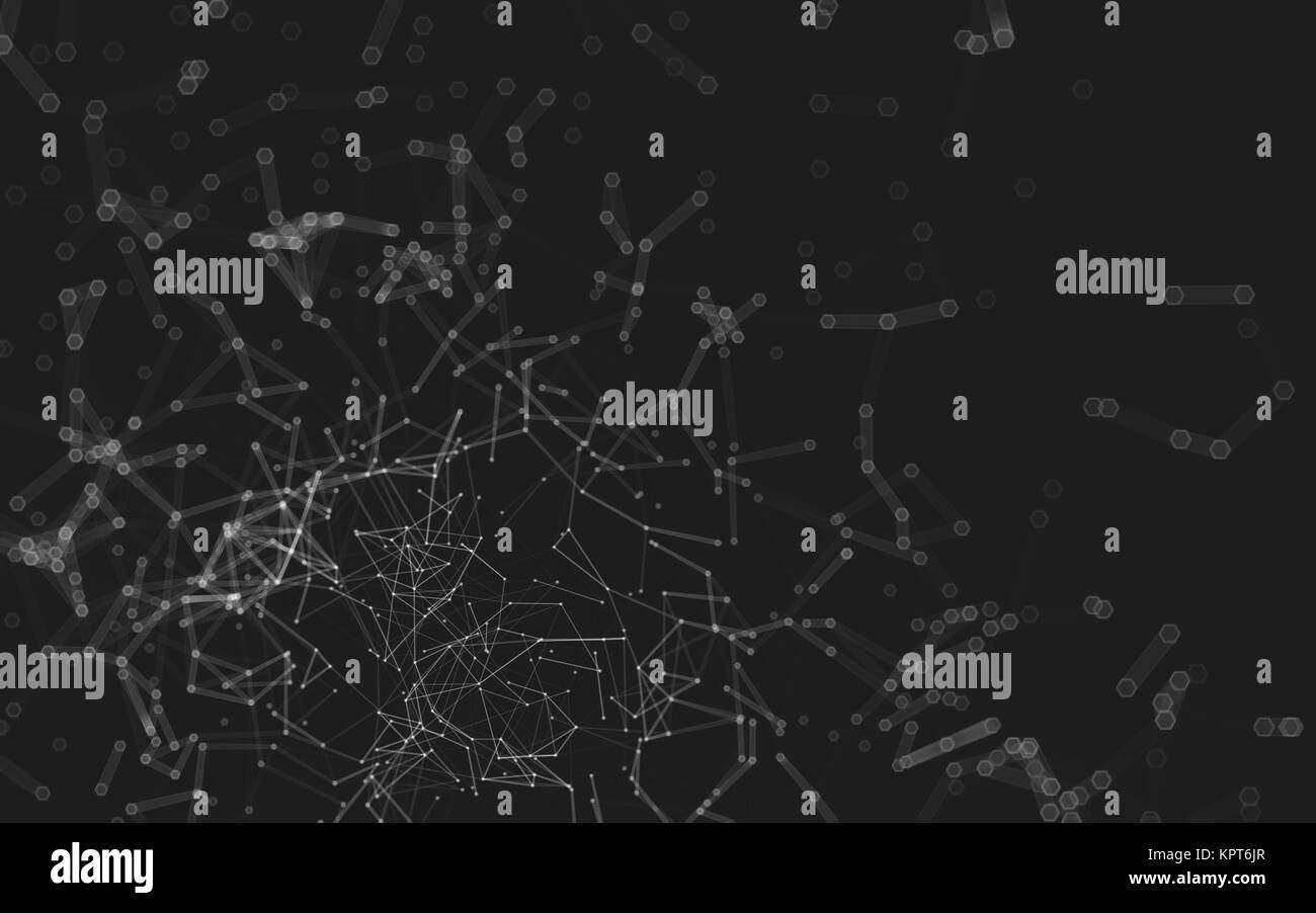 Abstract polygonal space low poly dark background with connecting dots and lines. Connection ...