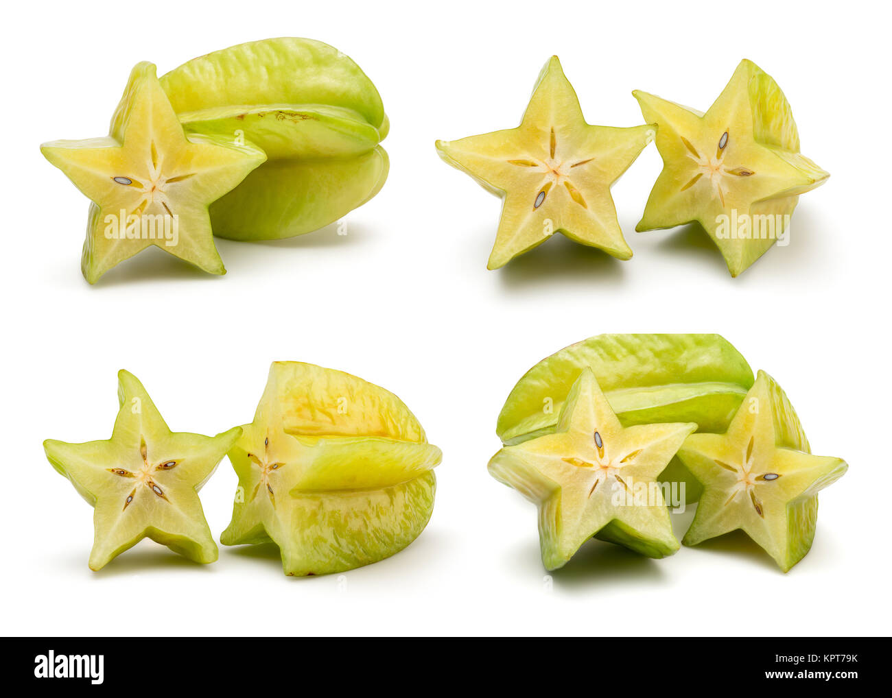 A Set of Fresh Carambola Isolated on White Background in Full Depth of ...