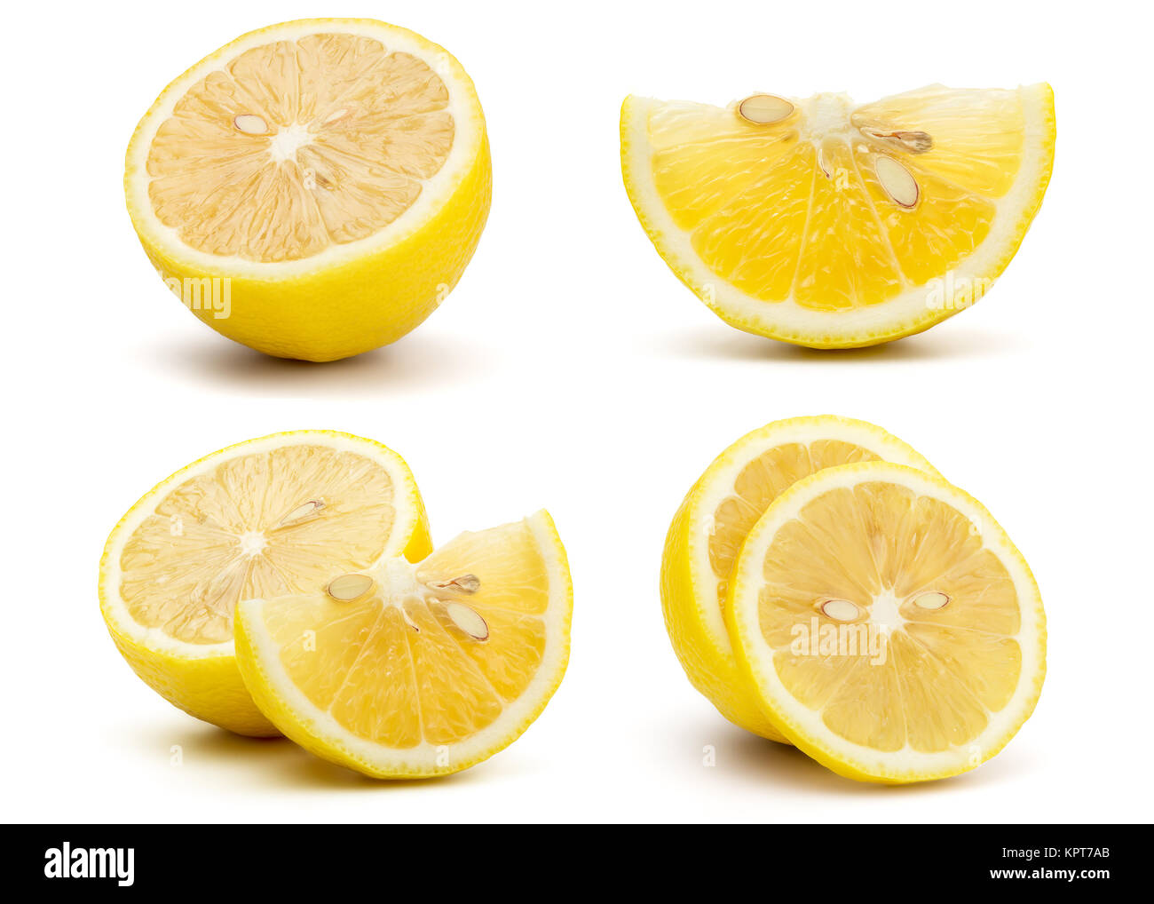 A Set of Fresh Yellow Lemon Isolated on White background in Full Depth ...