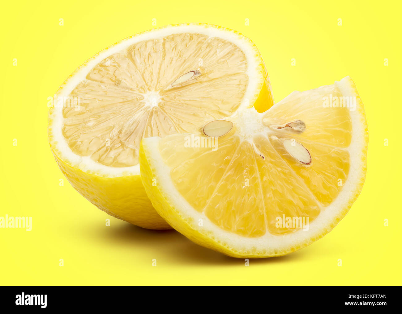 Fresh Yellow Lemon Isolated on Yellow Background in Full Depth of Field ...