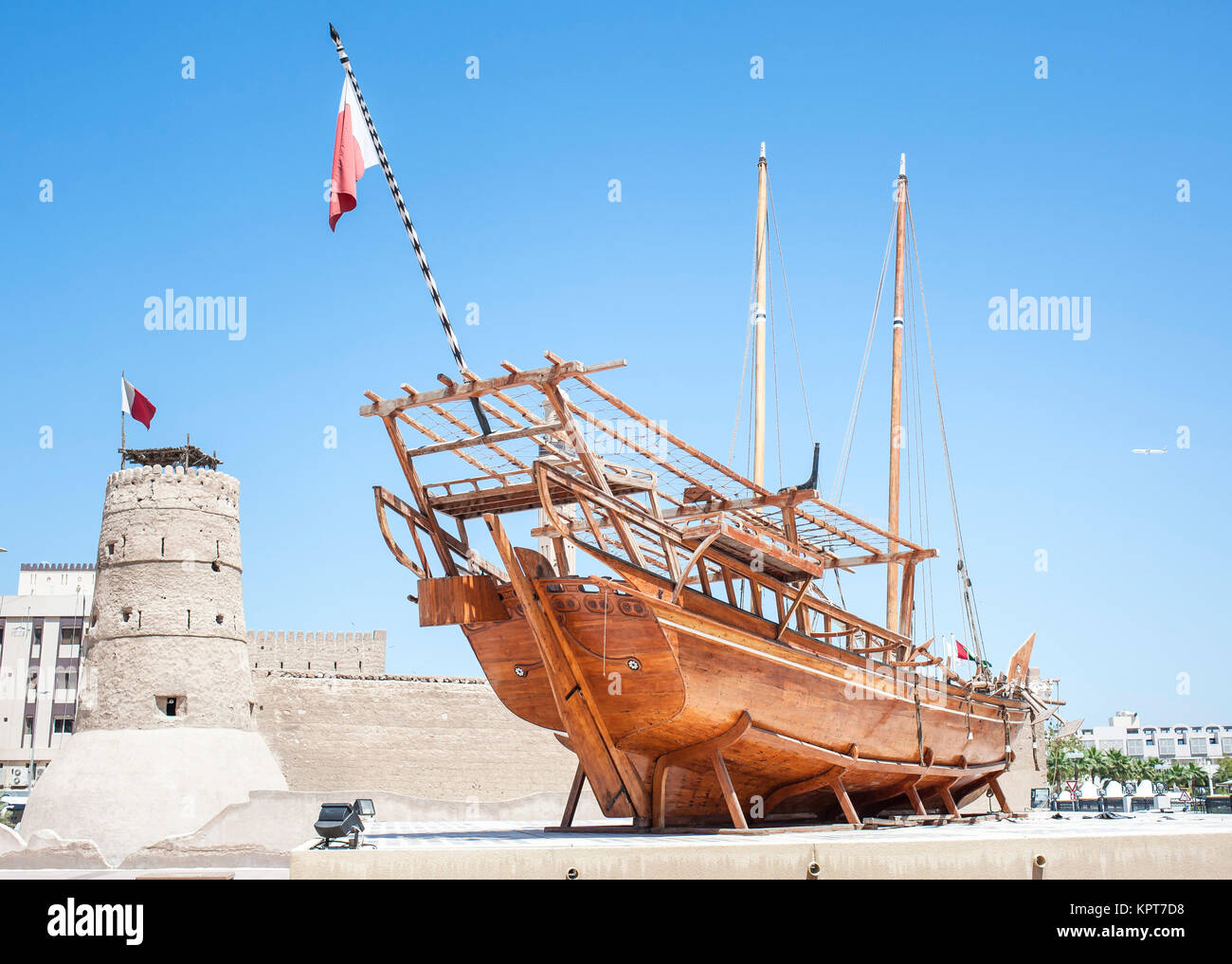 Historical museum in Dubai, United Arab Emirates. Arabic Dhow in Dubai ...