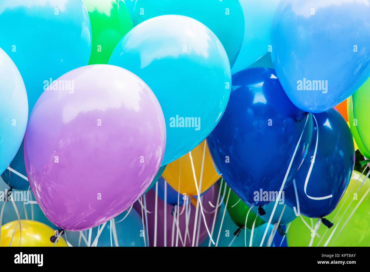 Balloons party. Funny symbolic objects. Leisure activity. Colorful ...