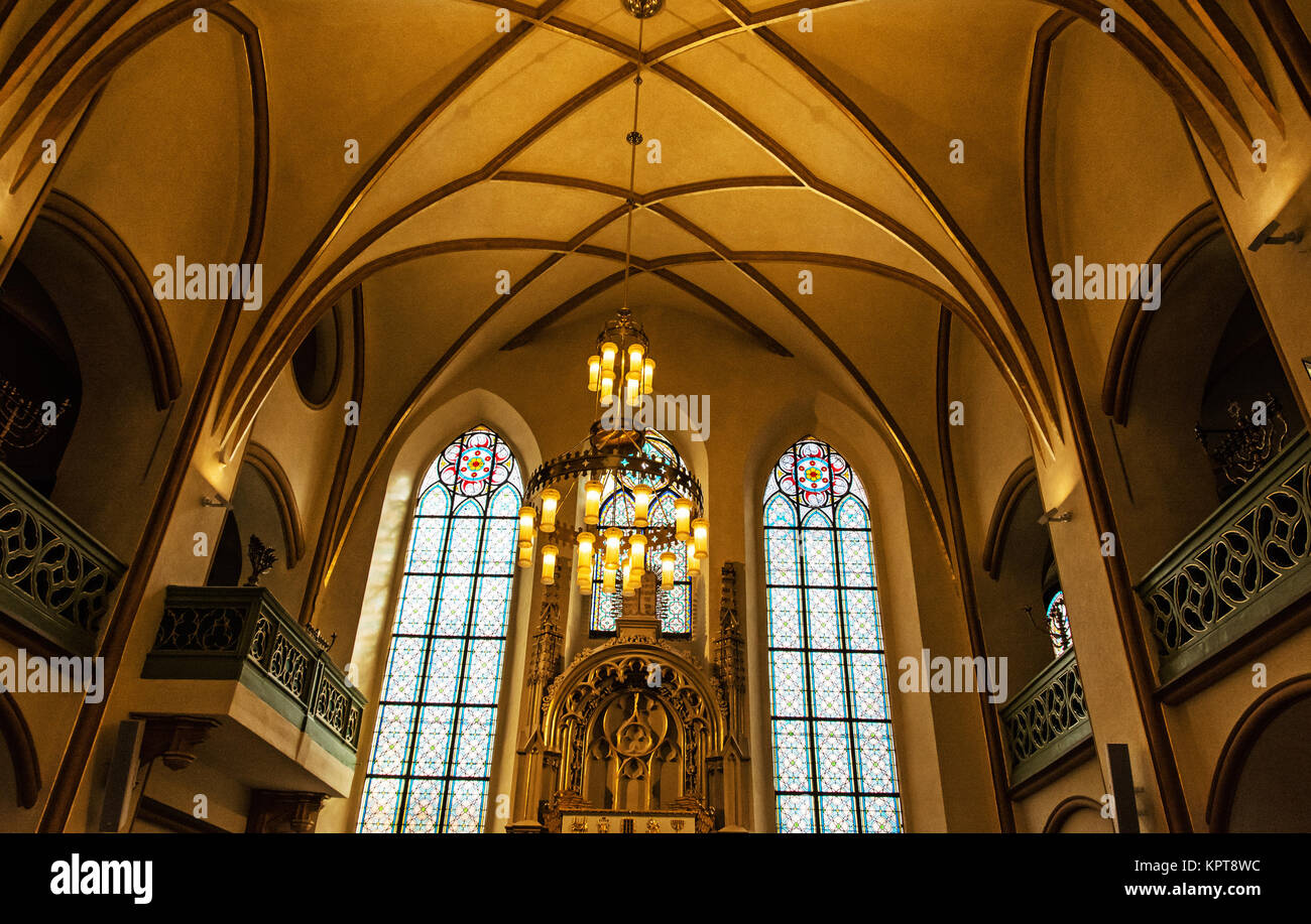 Interior of Maisel synagogue in Prague, Czech Republic. Architectural ...