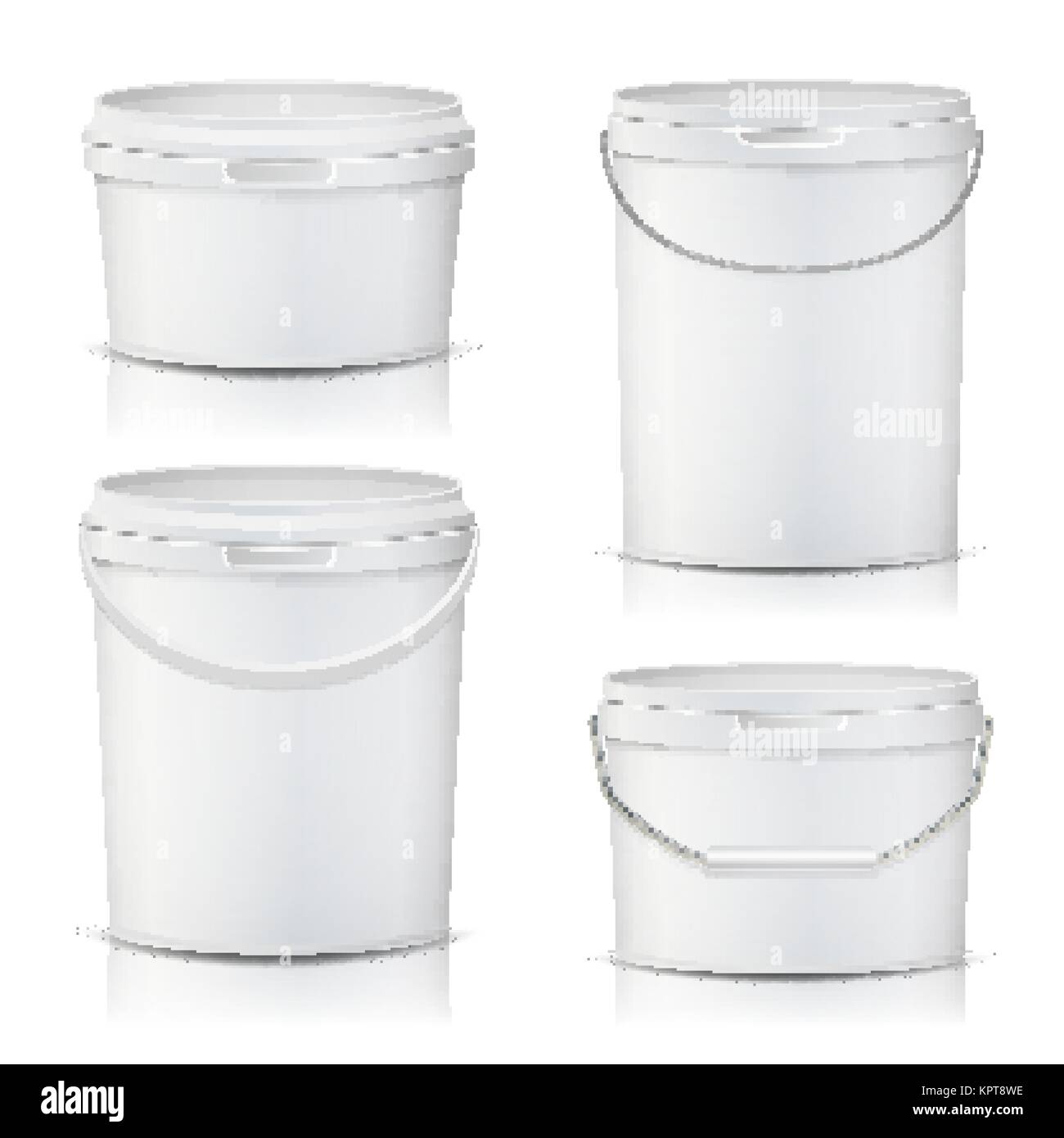 White Bucket Set Container Mock Up Vector. Product Packaging For ...