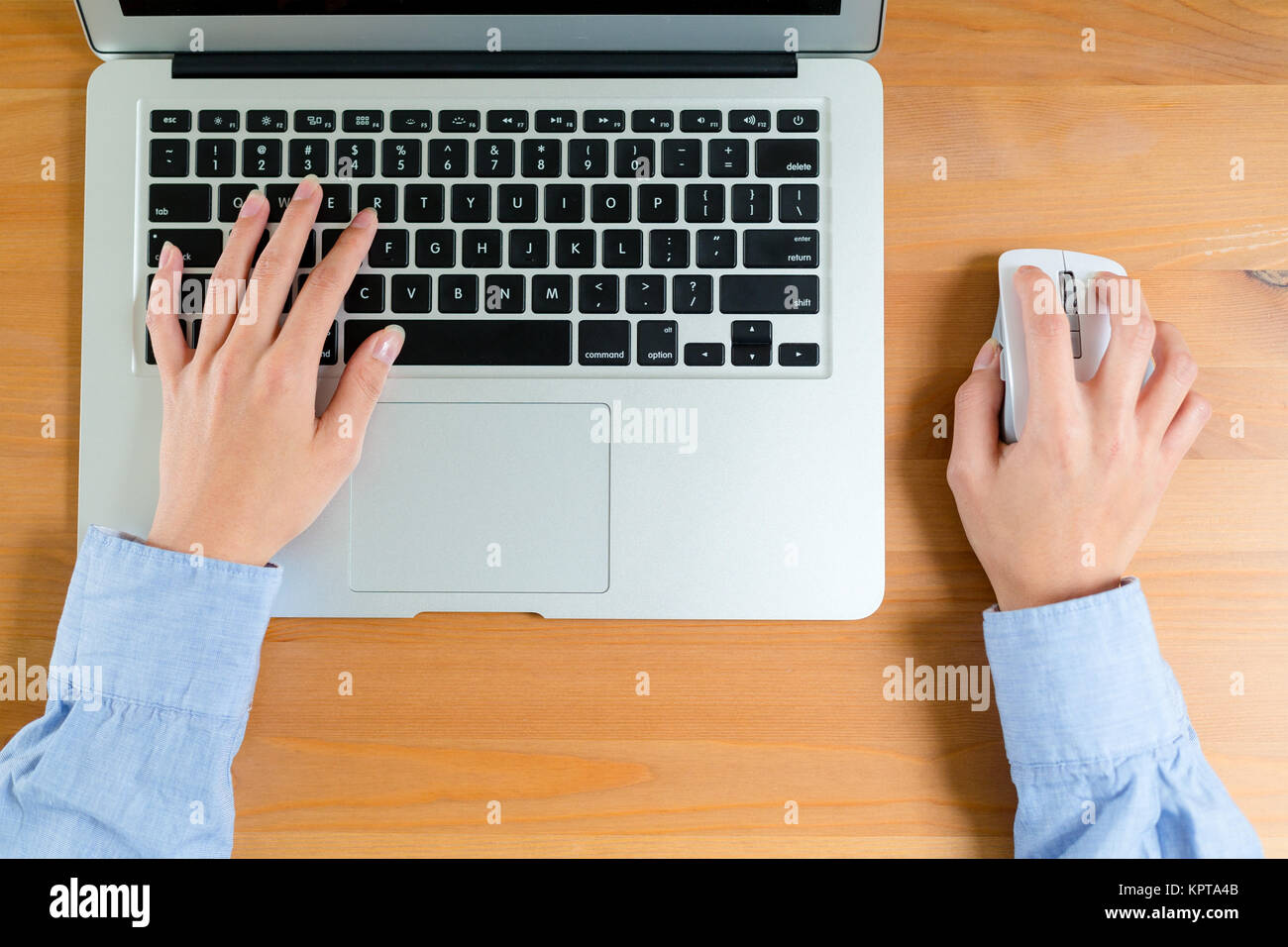 Top View of Female hands typing laptop computer Stock Photo - Alamy
