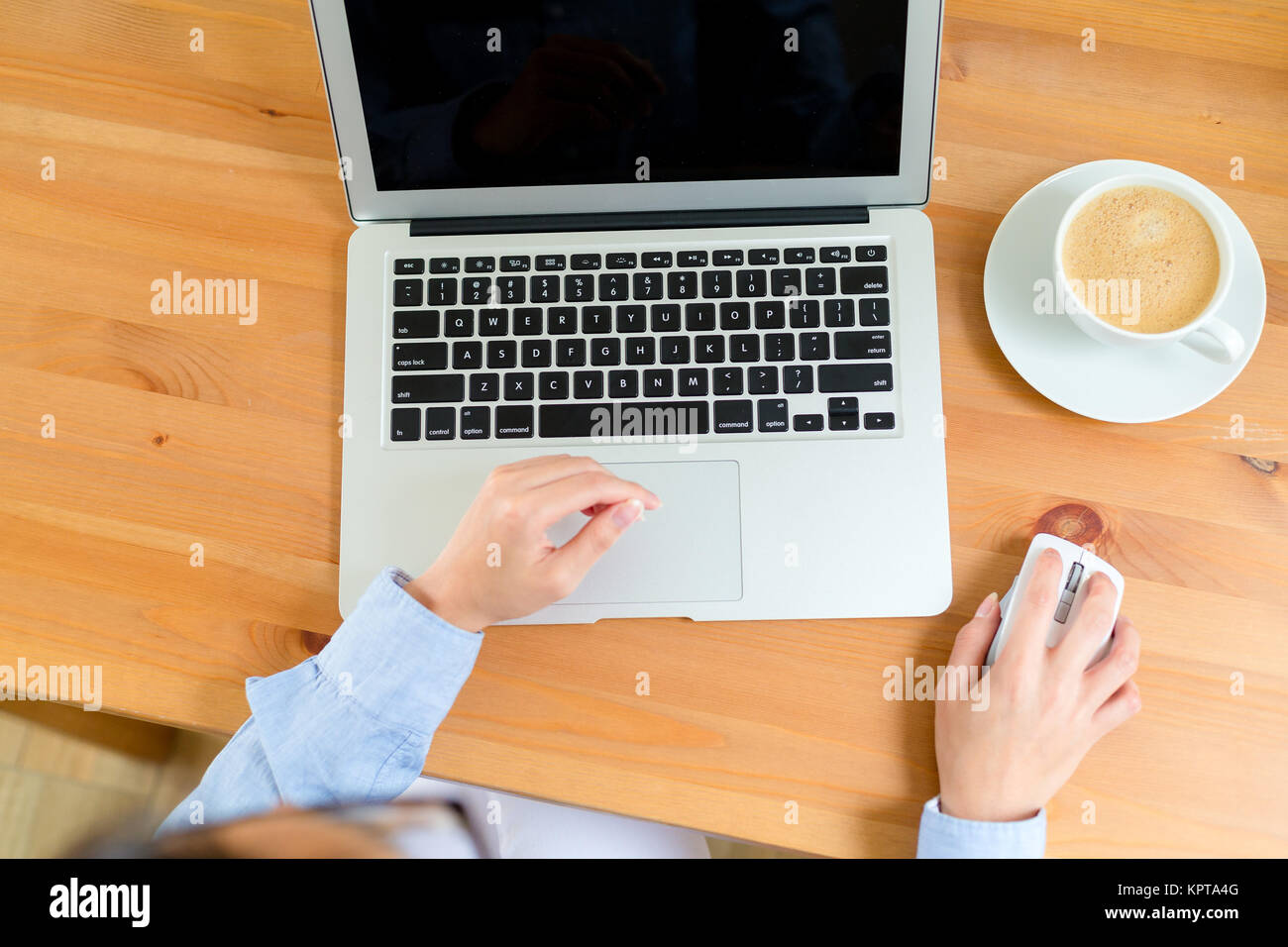 Female hands with laptop computer Stock Photo - Alamy