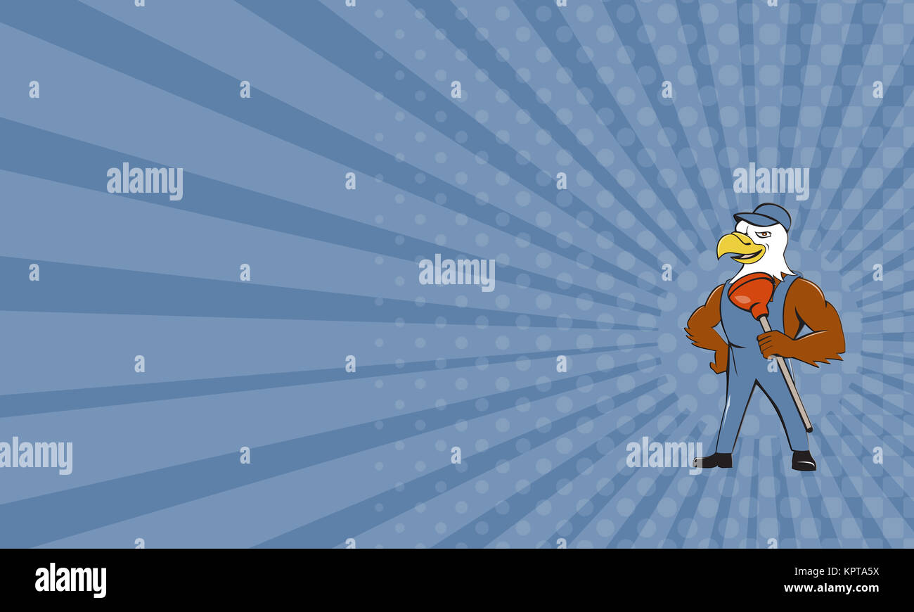 Business card Bald Eagle Plumber Plunger Isolated Cartoon Stock Photo ...