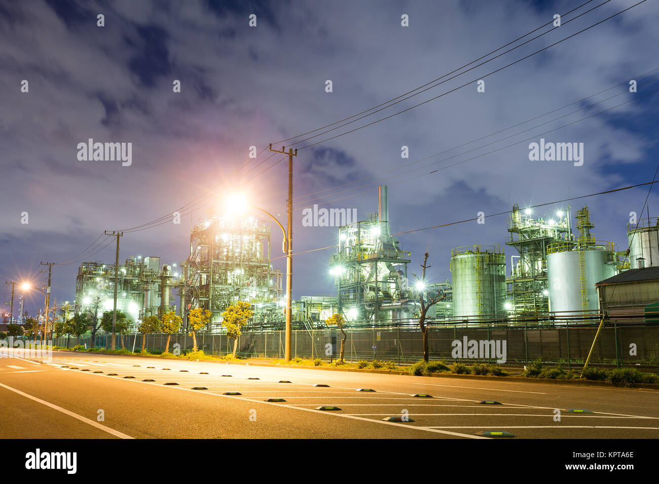 Industrial building at night Stock Photo - Alamy