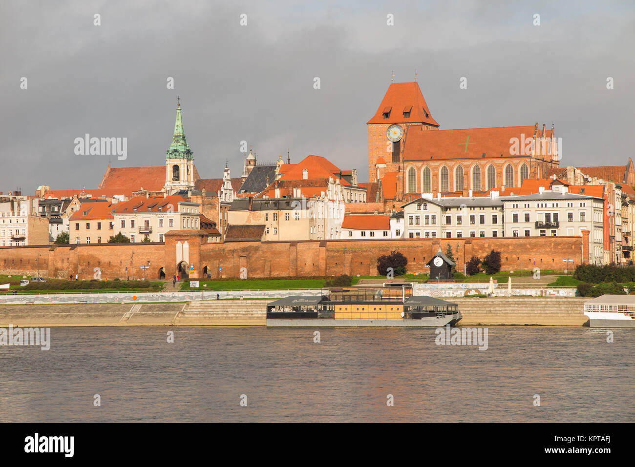 View across the river Vistula to the medieval Polish city of Torun ...