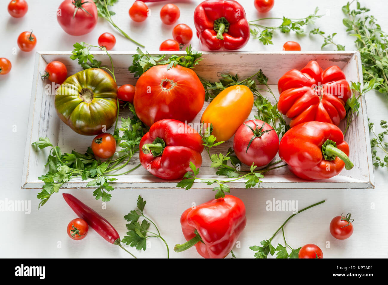 Fresh tomatoes and peppers Stock Photo - Alamy
