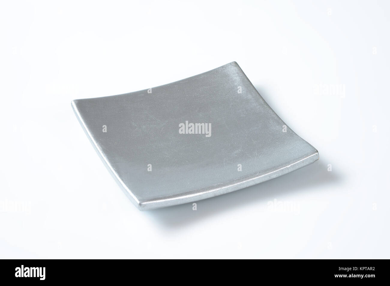 square silver plate on white background Stock Photo - Alamy