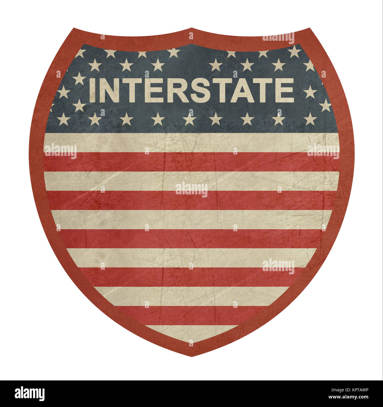 Grunge American interstate highway sign isolated on a white background ...