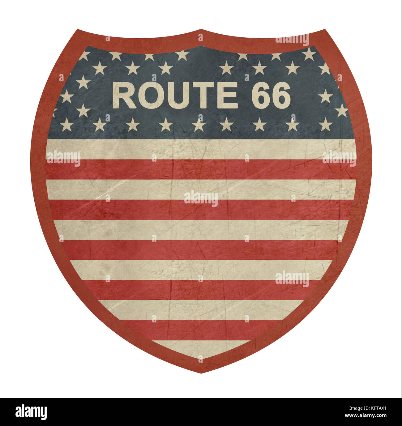 Grunge American route 66 highway sign isolated on a white background ...