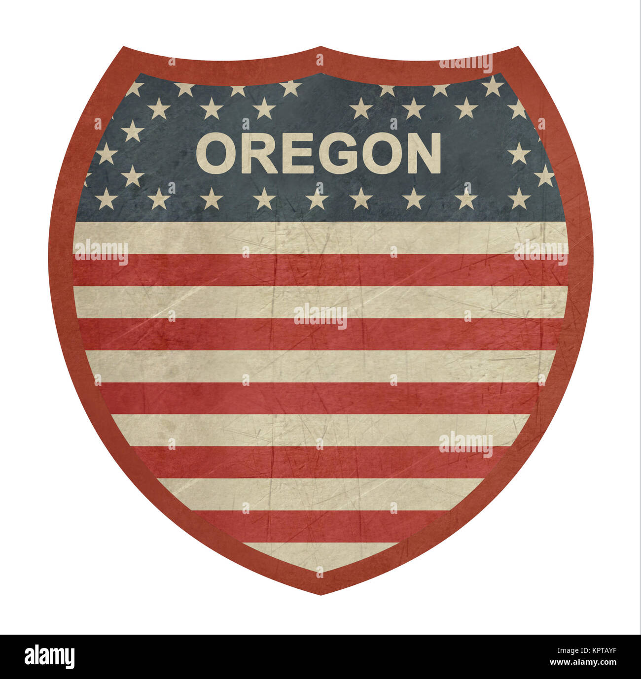 Grunge Oregon American interstate highway sign isolated on a white ...