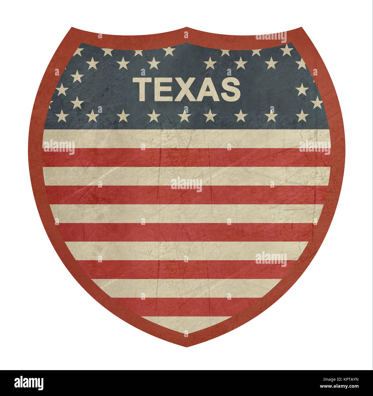 Grunge Texas American interstate highway sign isolated on a white ...