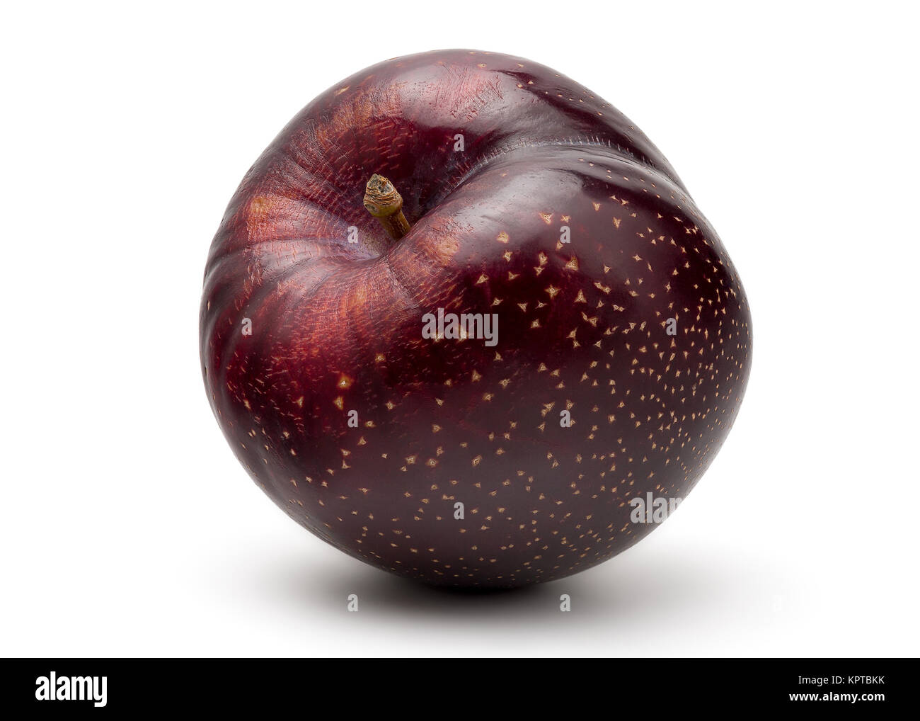 Perfect Fresh Red Plum Isolated on White Background in Full Depth of ...