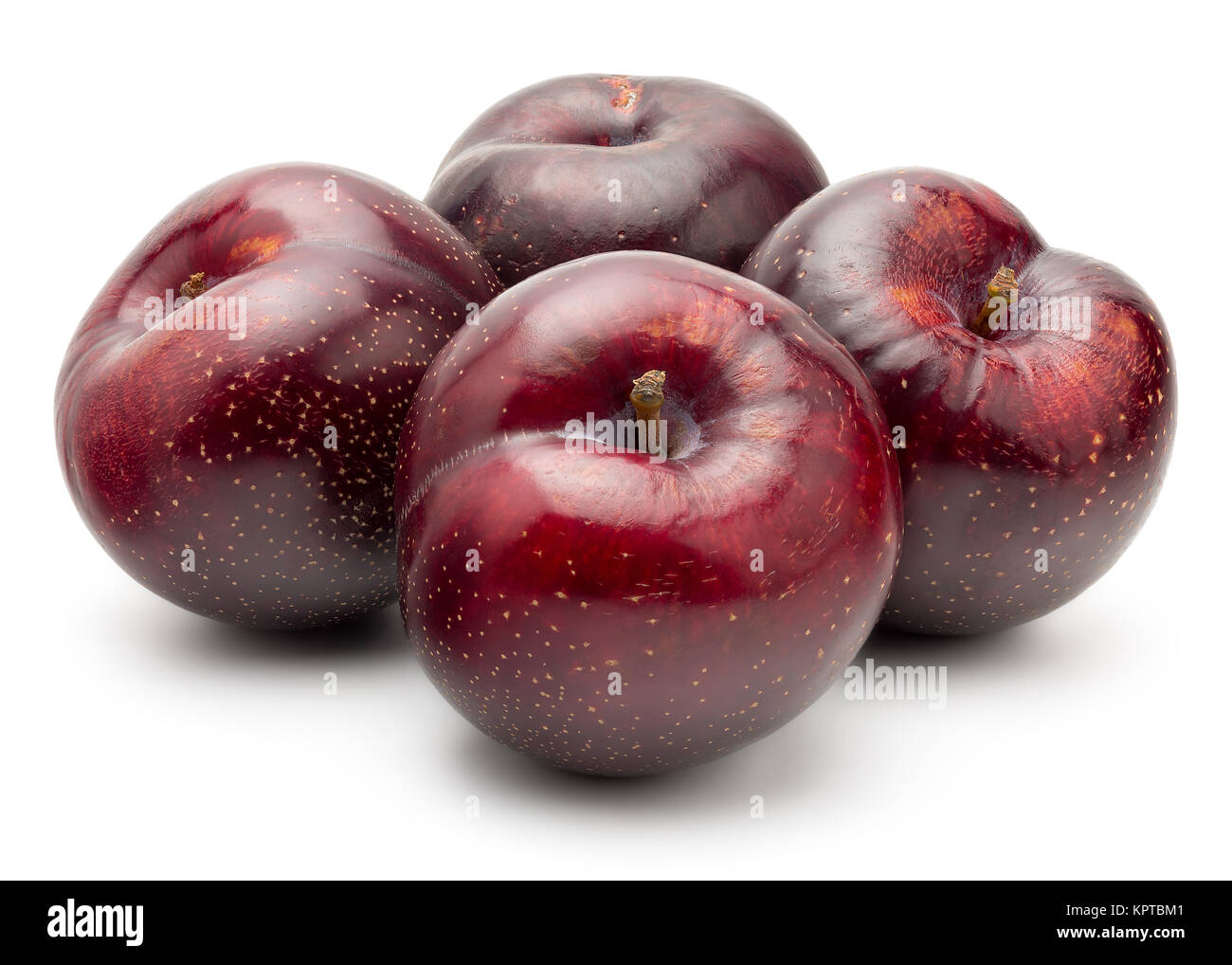 Perfect Fresh Red Plum Isolated on White Background in Full Depth of ...