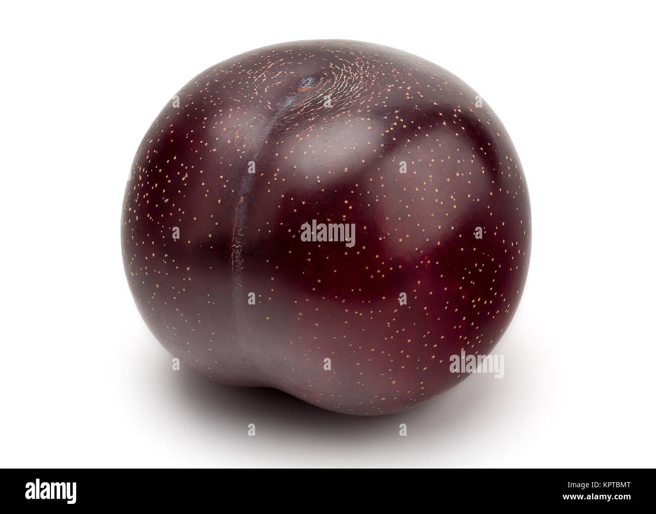 Perfect Fresh Red Plum Isolated on White Background in Full Depth of ...