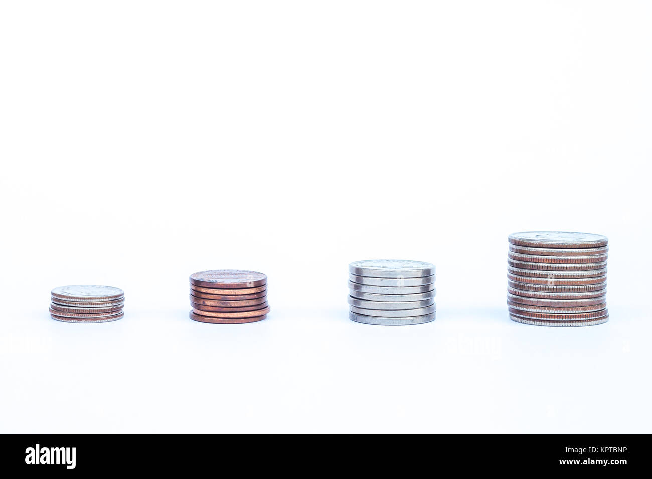 Money coin growing graph with white background, stock photo Stock Photo ...