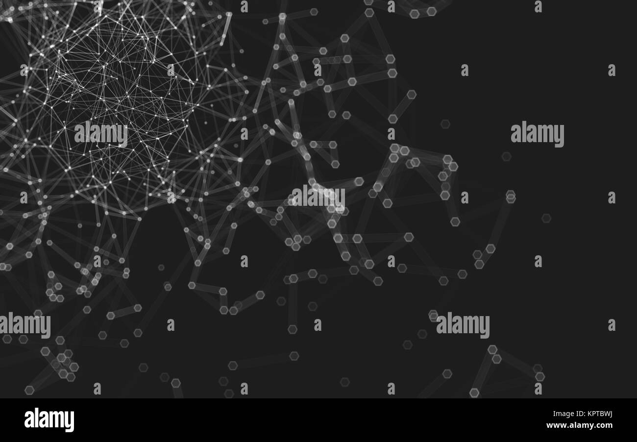 Abstract polygonal space low poly dark background with connecting dots and lines. Connection ...