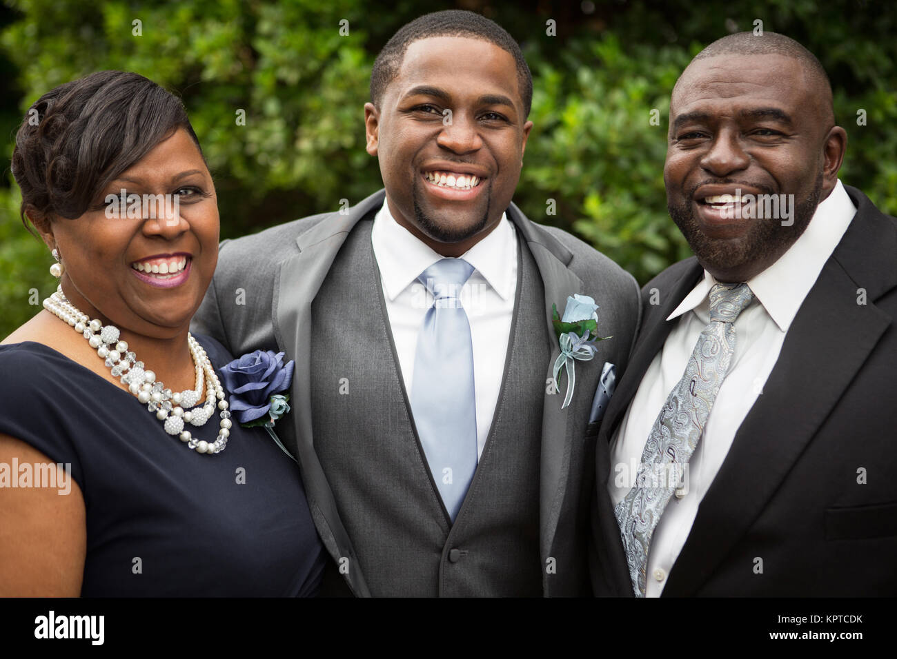 African American bride and groom with family Stock Photo - Alamy