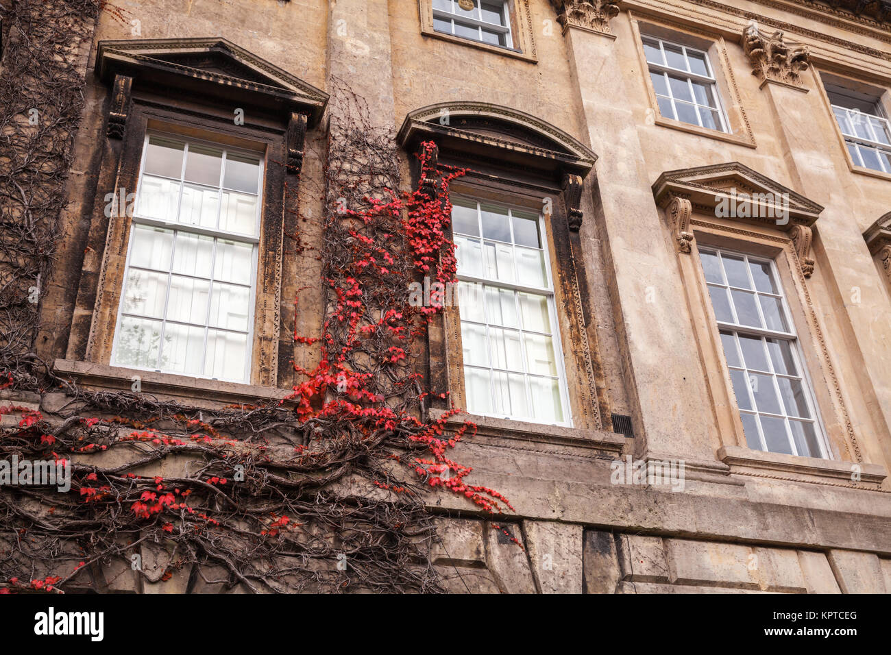 English town architecture, old house facade with windows and decorative ...