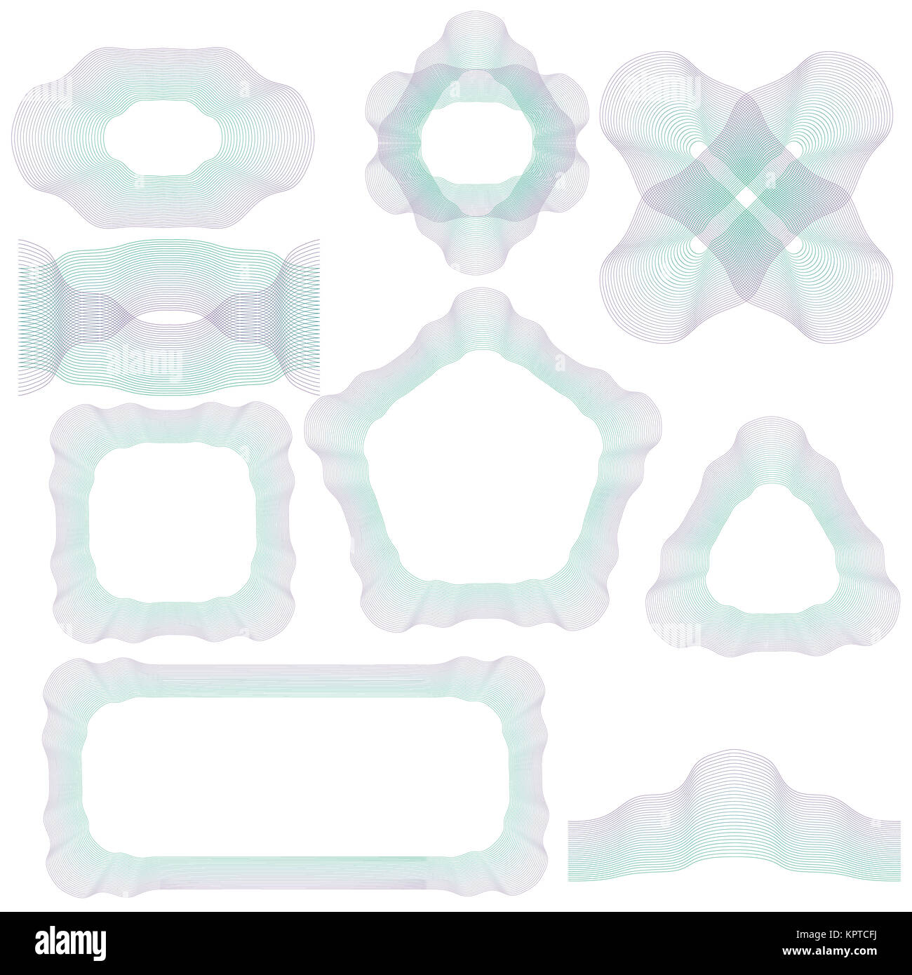 Abstract Decorative Wave Frames Isolated on White Background Stock ...