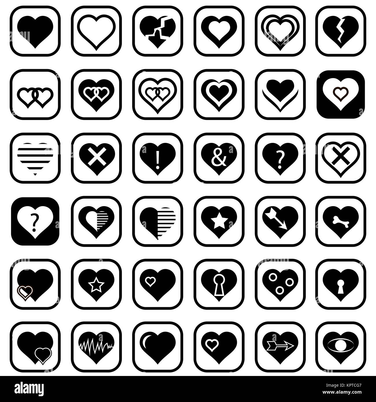 Set of Heart Icons Isolated on White Background Stock Photo - Alamy