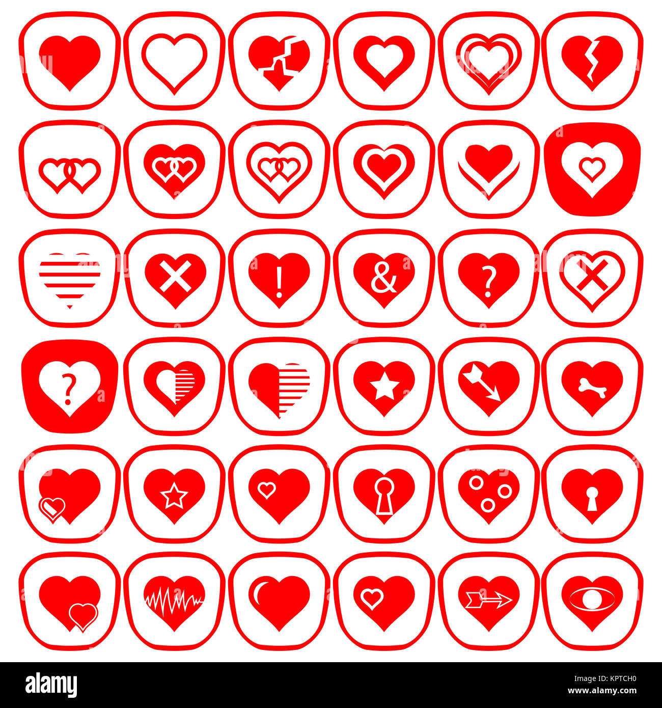 Set of Different Red Hearts Icons Isolated on White Background Stock ...