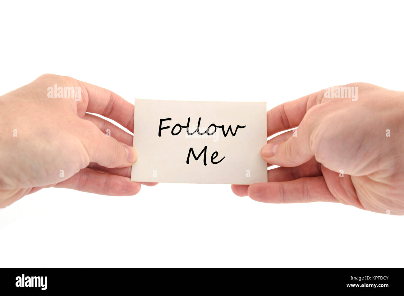 Follow me text concept isolated over white background Stock Photo - Alamy